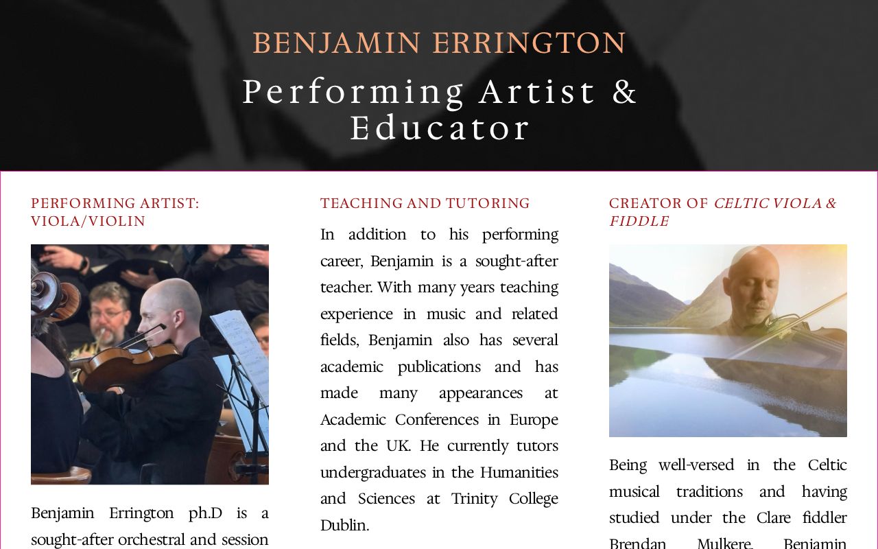 Benjamin Errington Violist Creator Educator